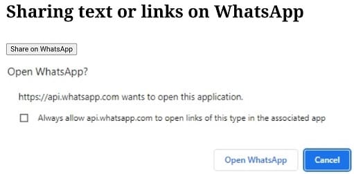 Share to WhatsApp link button from Website using Javascript: 3 Ways - CodeInDotNet